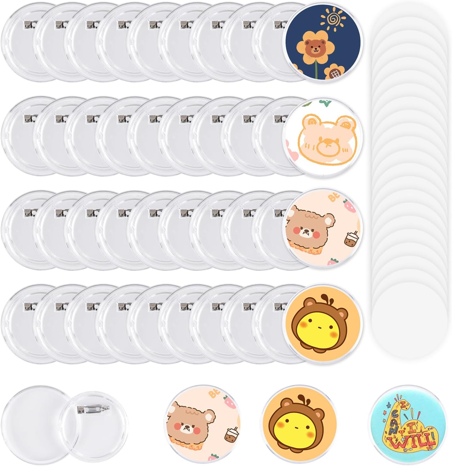 Amazon.com: MK.Bear 100 Pack Acrylic Button Pins Badge, 45mm/1.77 Inch ...