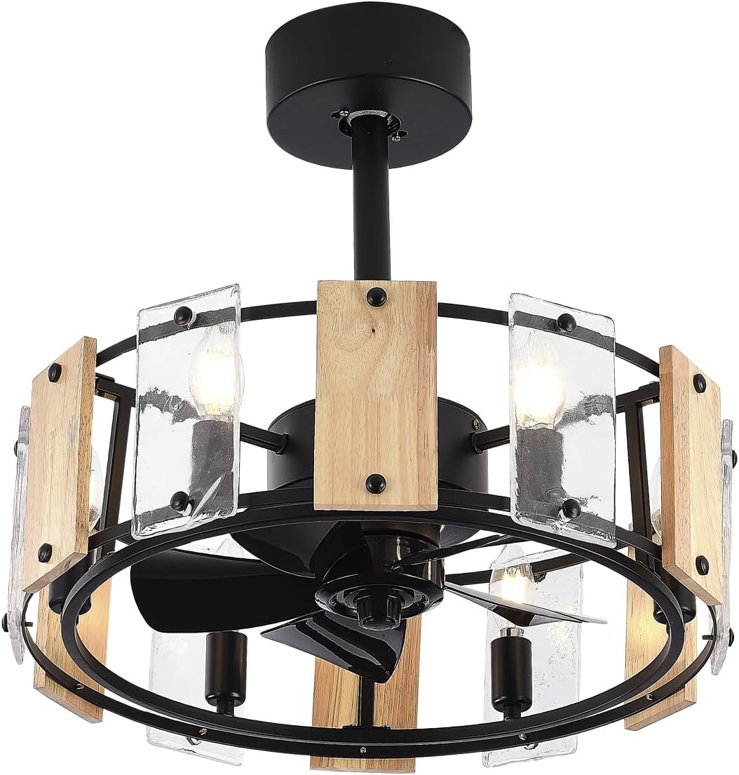 Morpholife Caged Ceiling Fan with Lights and Remote Control Modern ...