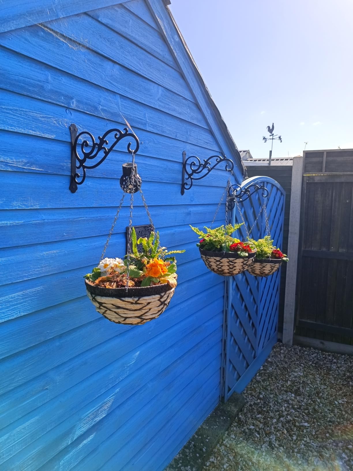 MIVIDE 2PCS Black Hanging Basket Brackets, Cast Iron Hanging Basket ...