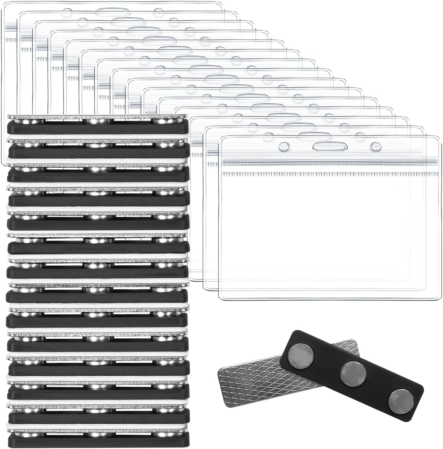 Amazon.com : Magnetic Name Tags with Plastic Blank Badge 15 Sets Extra ...