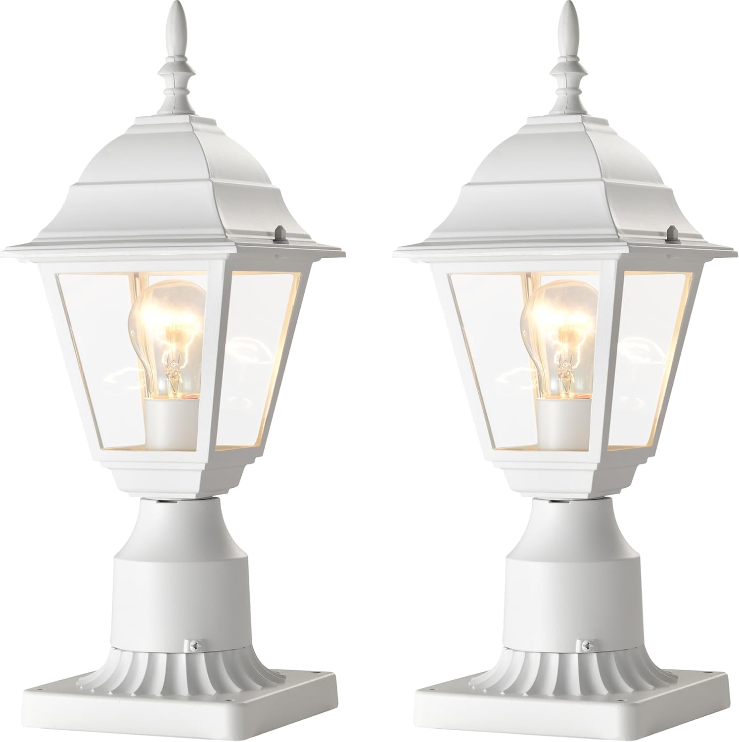 White Outdoor Post Lights Hard Wired Outdoor Light Post for Yard with 5 ...