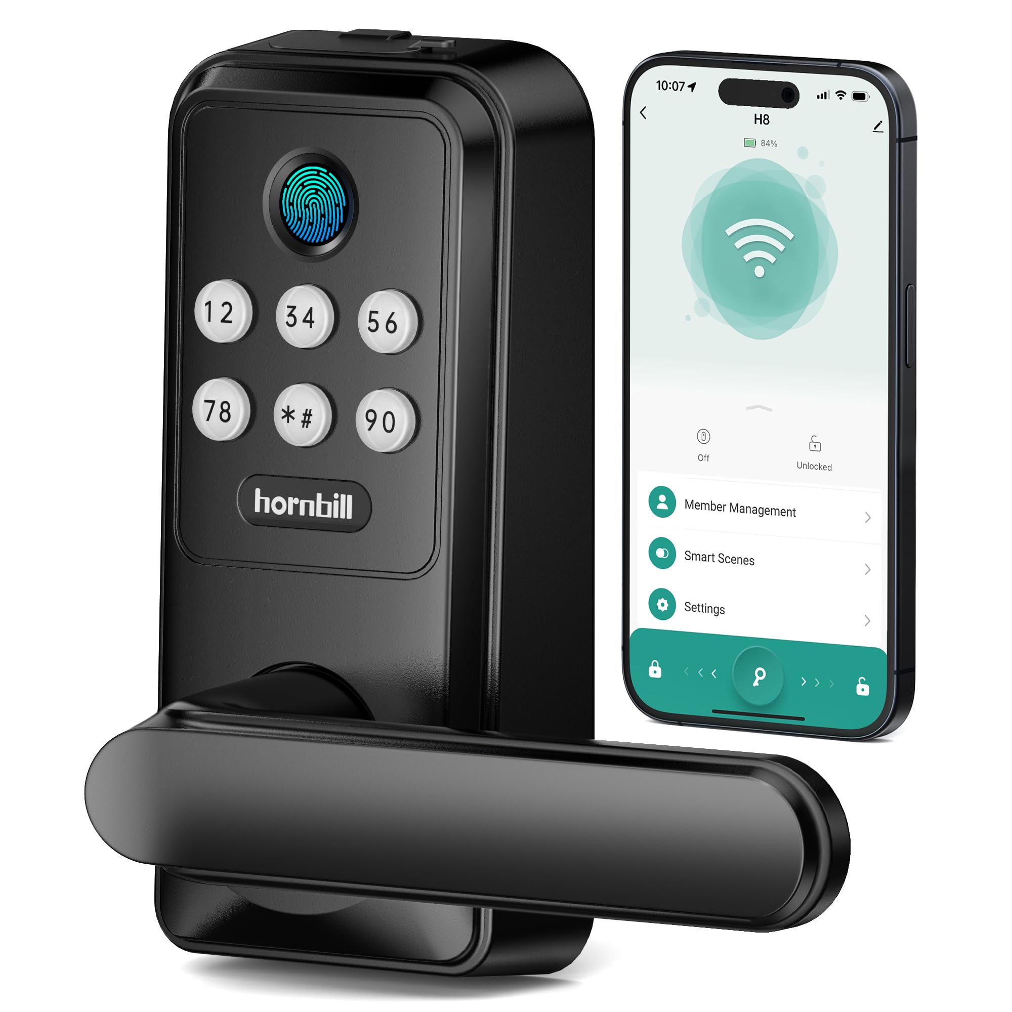 Snapklik.com : WiFi Smart Front Door Lock Fingerprint: Hornbill Keyless ...