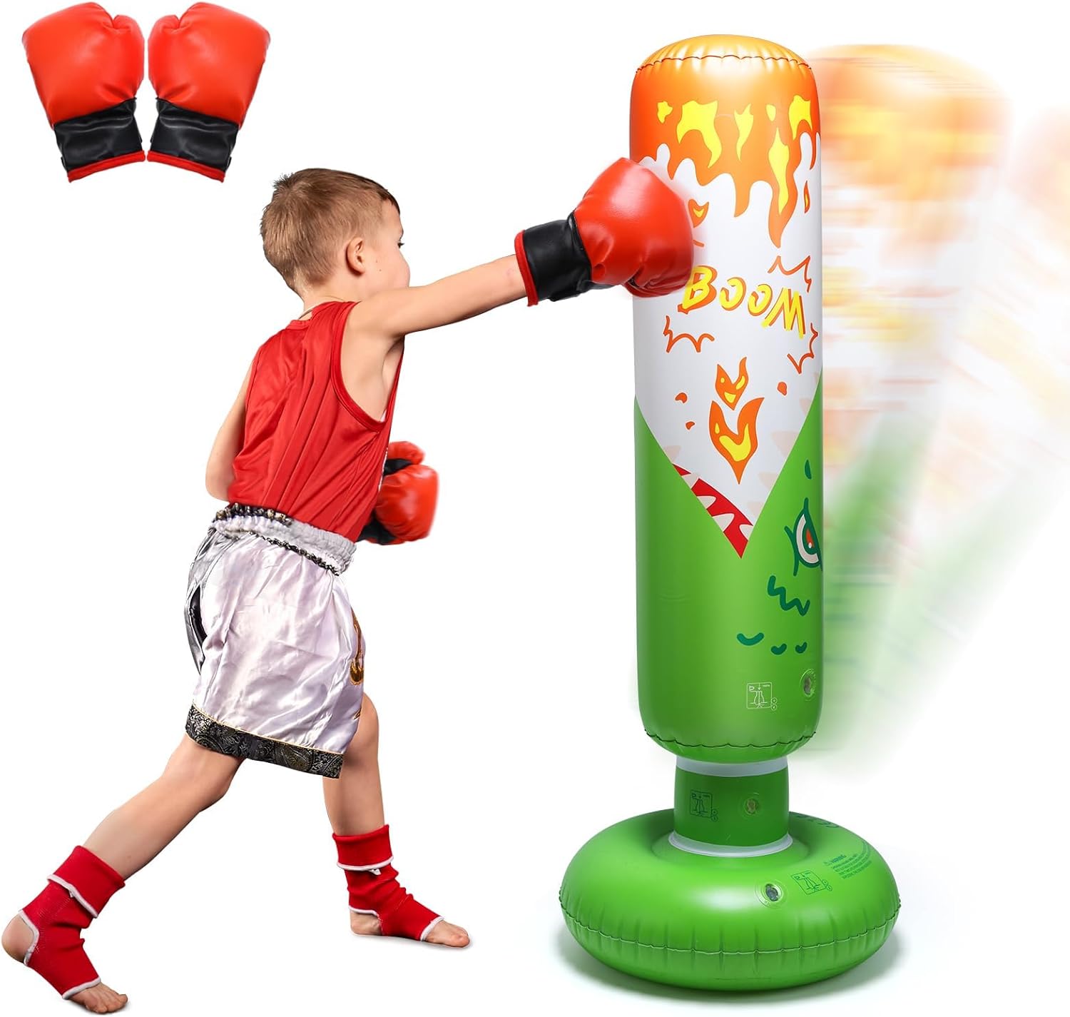 CUTE STONE Inflatable Punching Bag for Kids, Dinosaur Standing Boxing ...