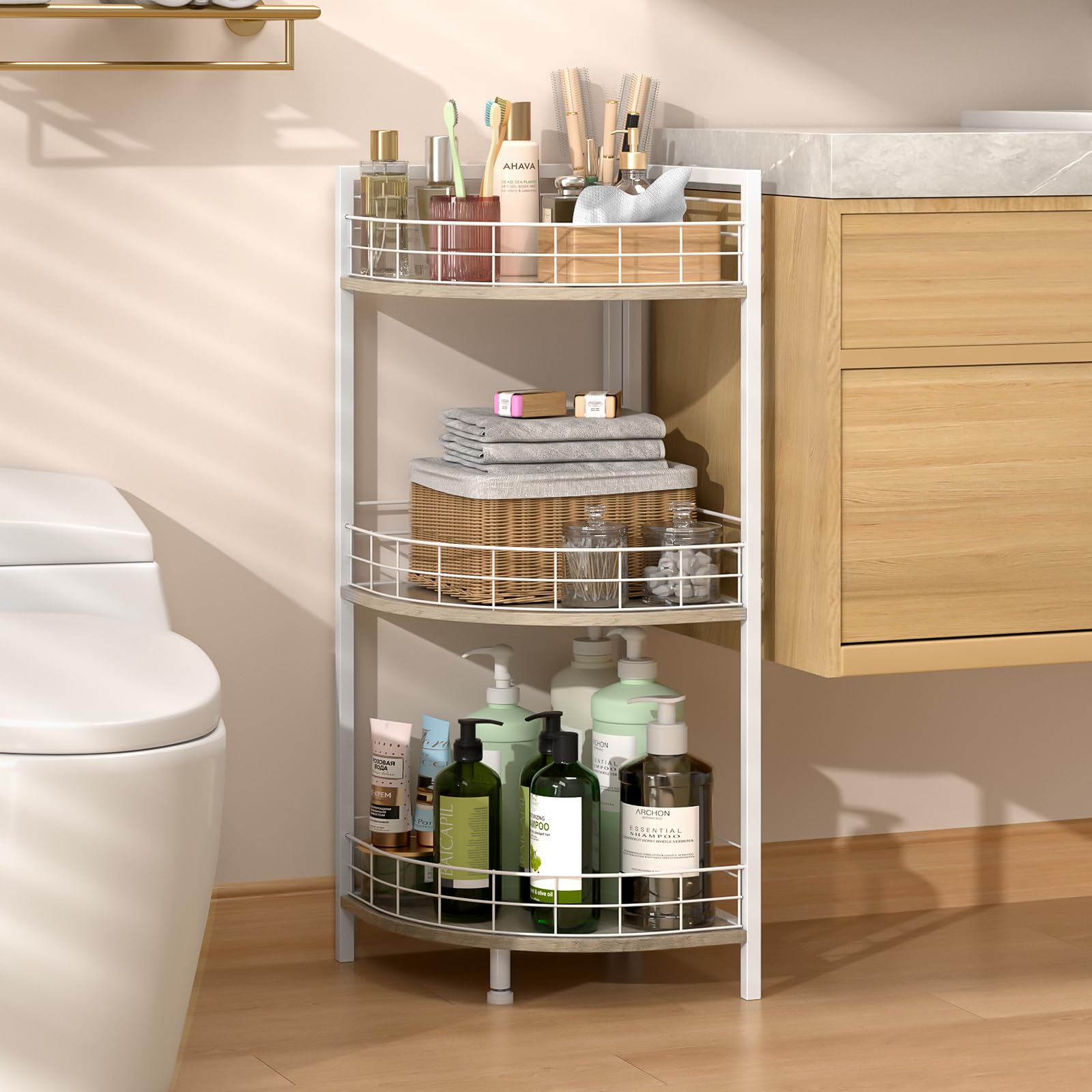 Amazon.com: DAOUTIME Bathroom Standing Shelf, 3 Tier Free-Standing ...