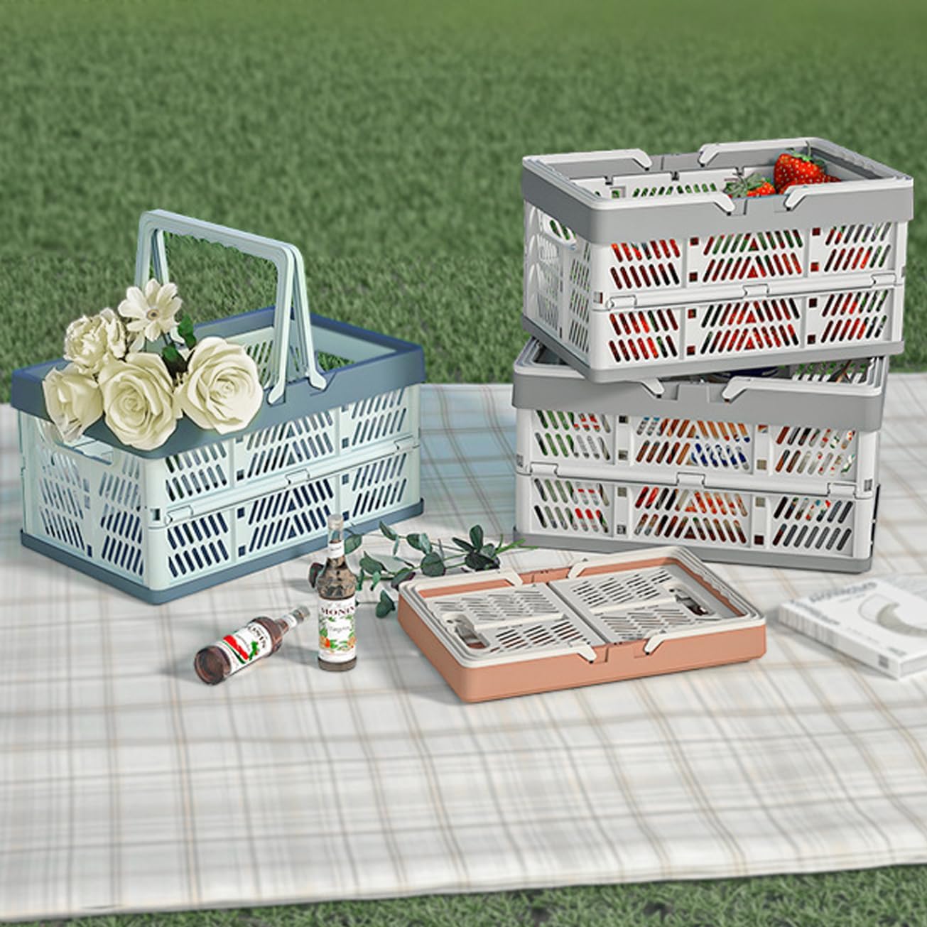 Cajón de almacenamiento plegable de plástico de 20 L, cesta de ...