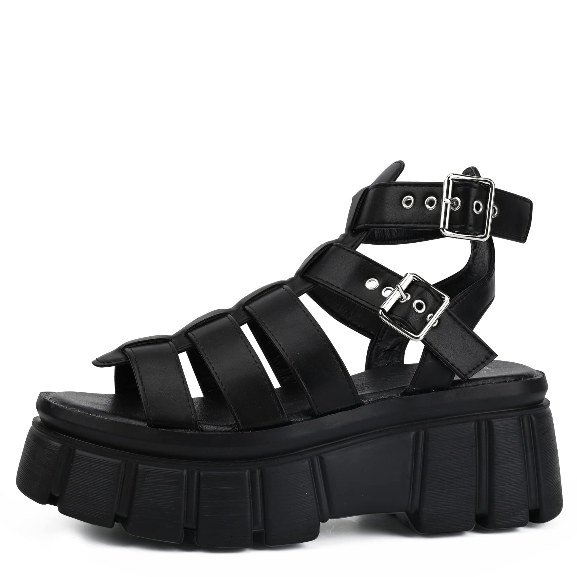 Women's Chunky Fisherman Platform Sandals in Open Toe Caged Gladiator ...