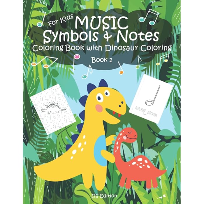 Buy Kids Music Symbols and Notes Coloring Book with Dinosaur Colorings ...