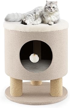 GYMAX Cat House Stool, 47cm Cats Condo Ottoman Kitty Bed with ...