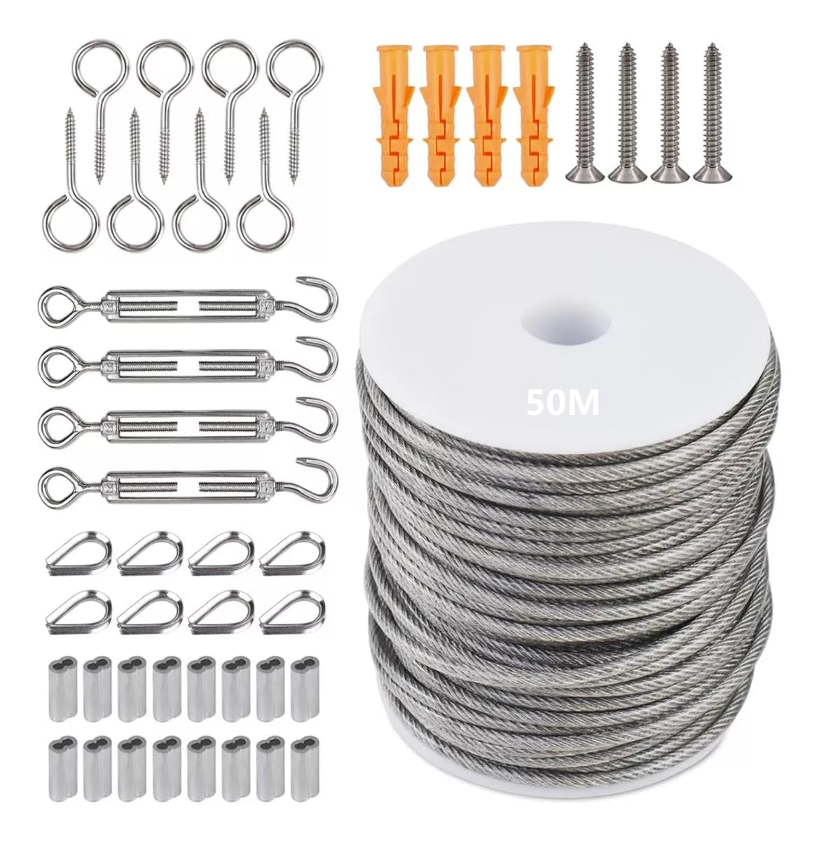 Kit de Cuerda de Alambre de 50 m, Alambre de Acero Inoxidable 304 con ...