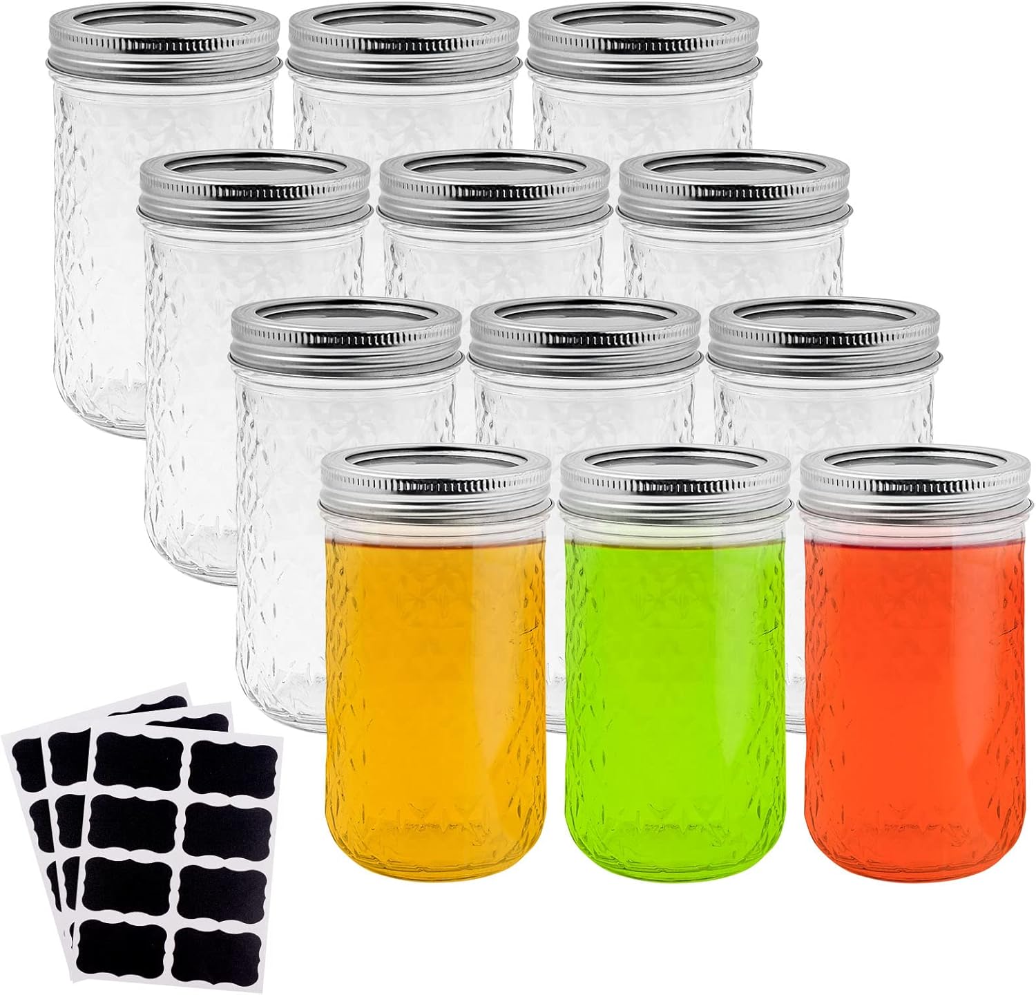 Mason Jars , 8 OZ Canning Jars Jelly Jars with Regular Lids and Bands ...