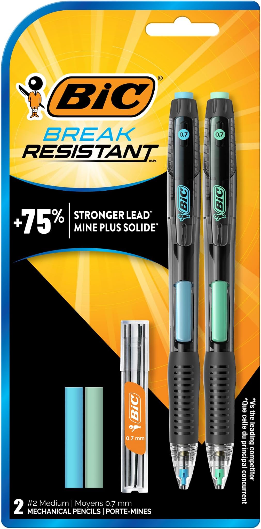 BIC Break-Resistant Mechanical Pencils with Erasers, HB Medium Point (0 ...