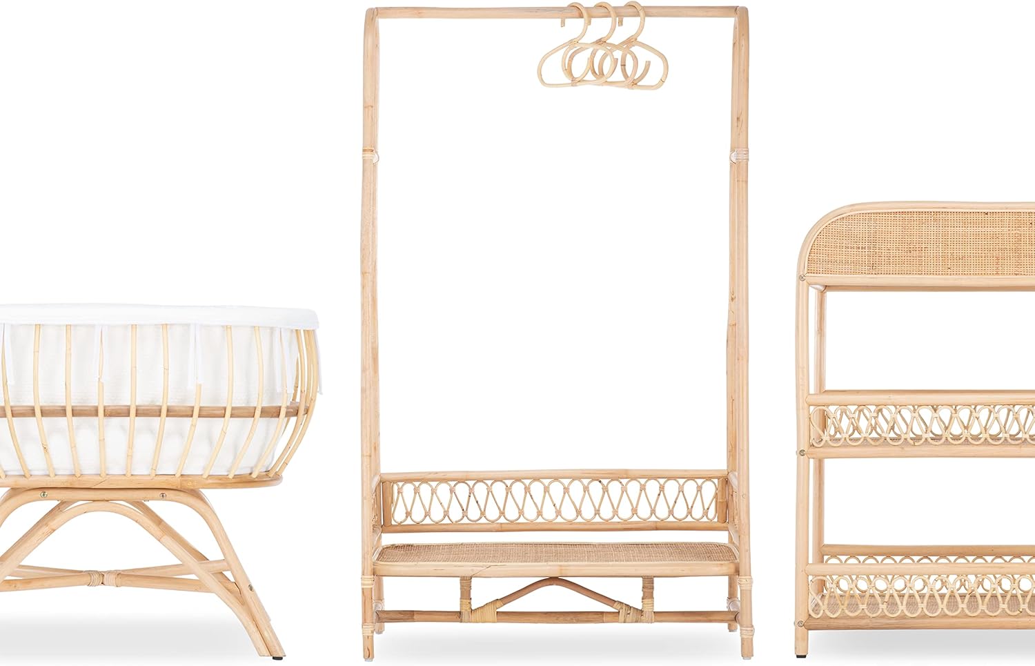 Aria 3Pc Rattan Nursery Furniture Set - Baby Crib, Changing Unit ...