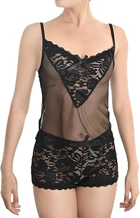 Sexy Ly Lencería Erótica Conjunto de Baby Doll para Mujer con Encaje y Malla Transparente ...