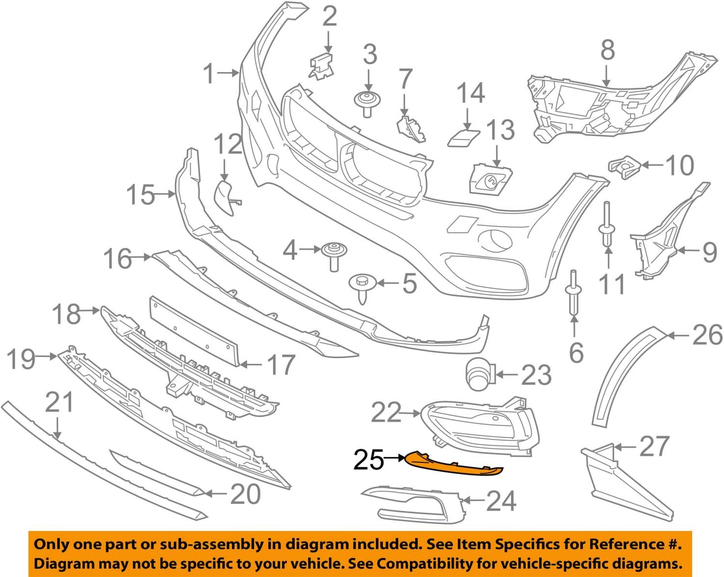 Amazon.com: Genuine BMW X6 F16 Front Bumper Trim Grille Right OEM ...