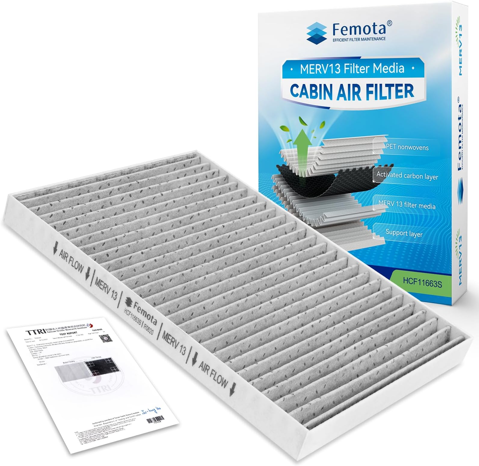 Amazon.com: Femota Certified MERV 13 Cabin Air Filter with Activated ...