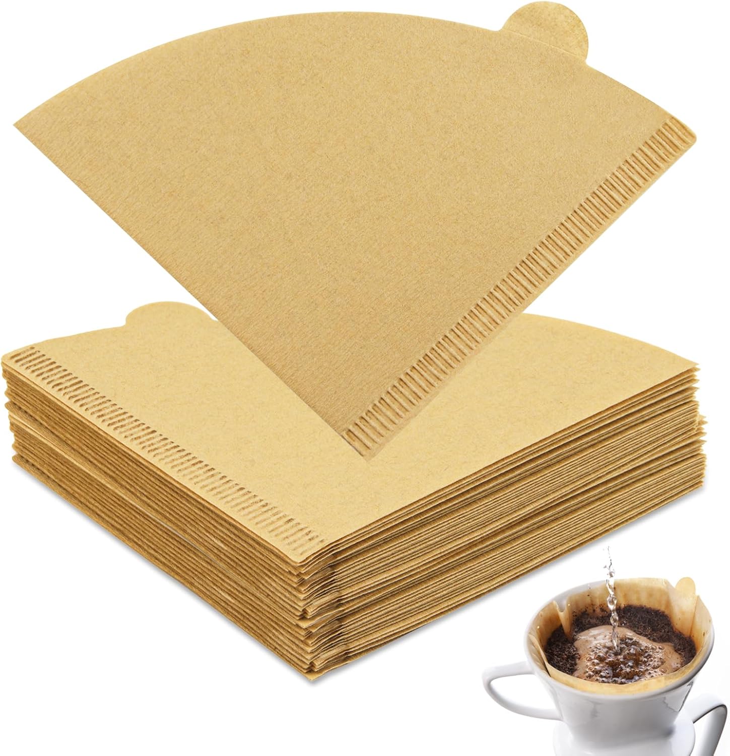 Amazon.com: 2 coffee filters Cone 50PCS #2 Coffee Filters Unbleached ...