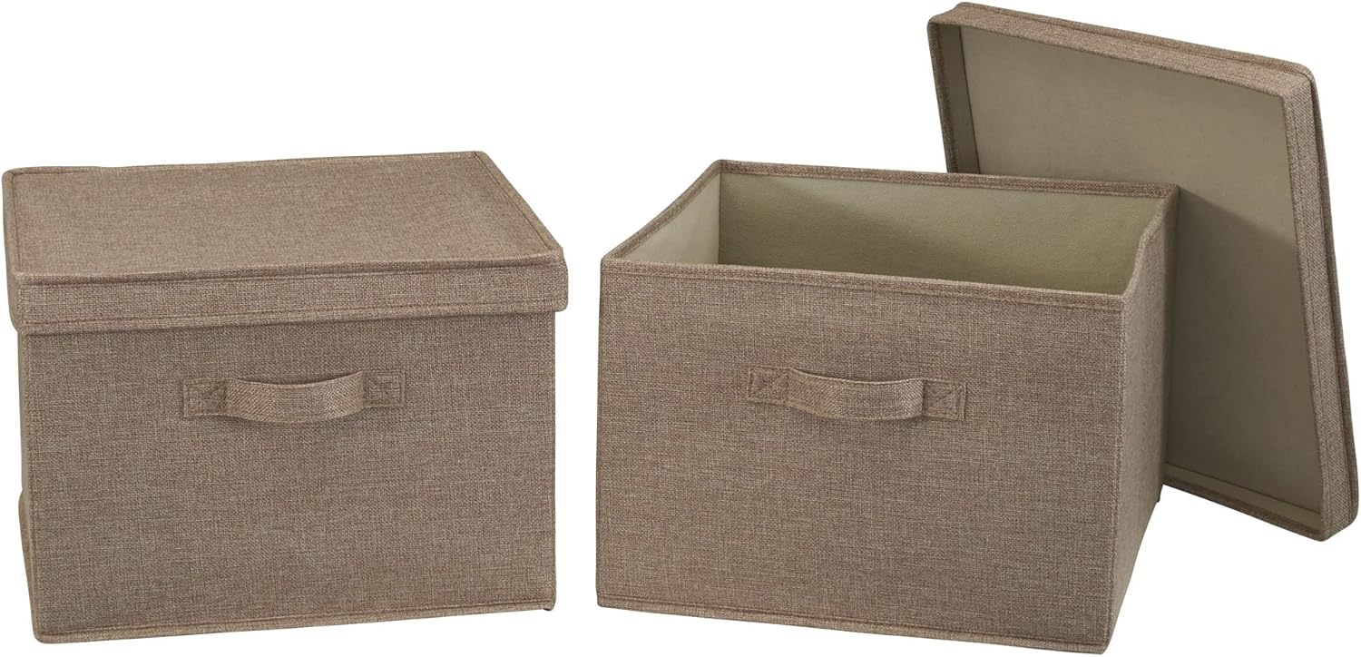 Amazon.com - Household Essentials Square Fabric Storage Bins with Lids ...