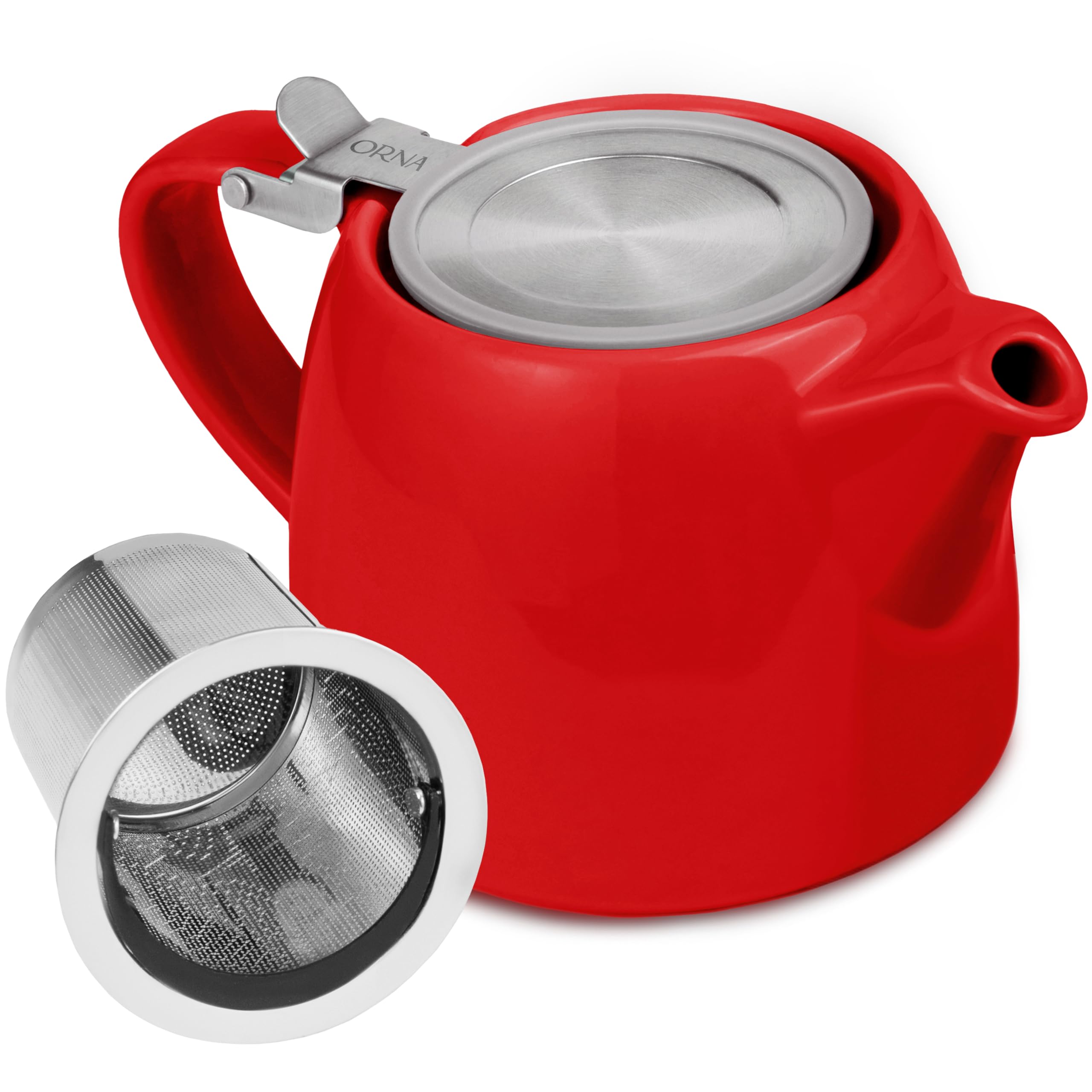 Amazon.com | ORNA Ceramic Teapot with Tea Infuser – Small Tea Pot for ...