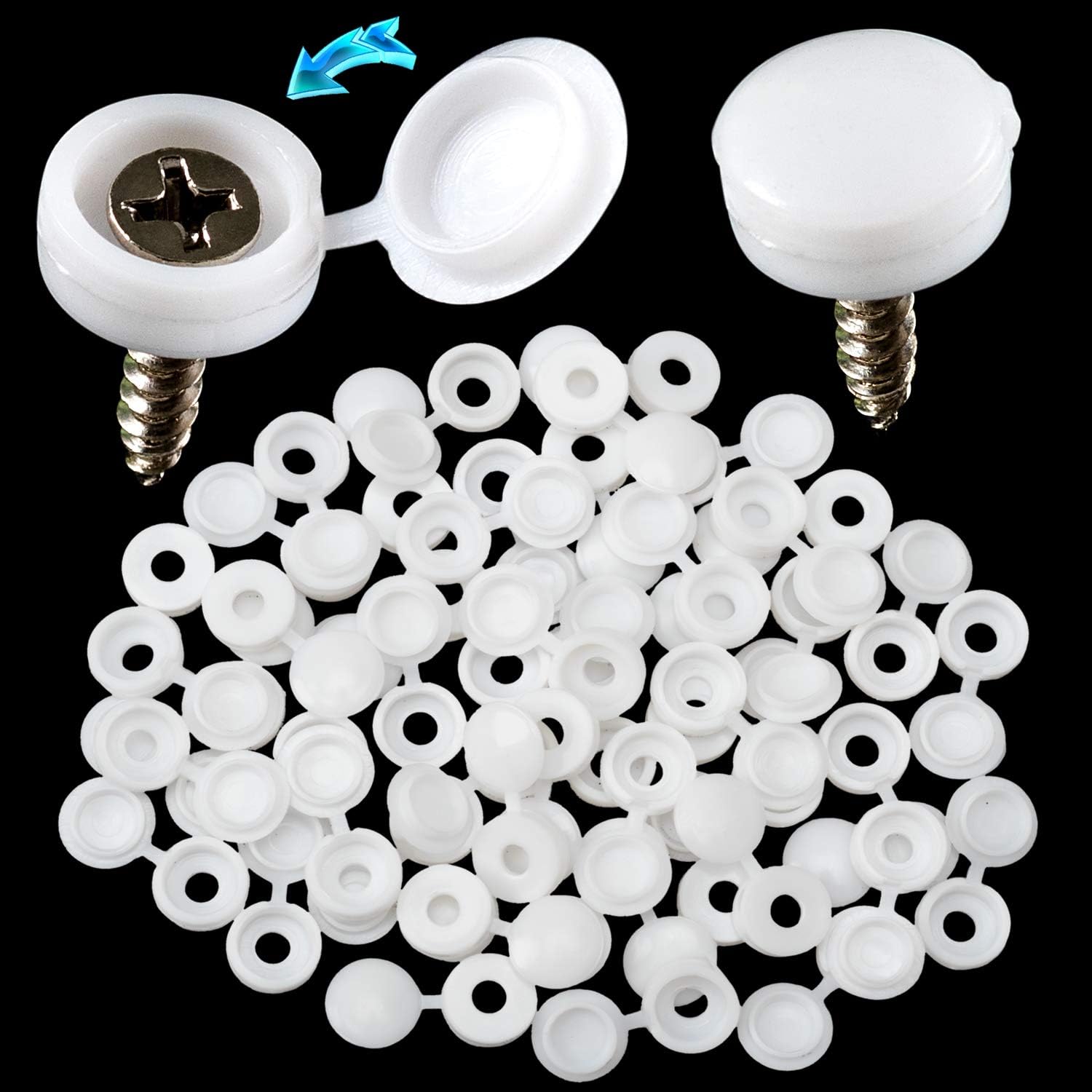 Amazon.com: 100 x Snap-On White Plastic Screw Caps/Cups & Covers for No ...