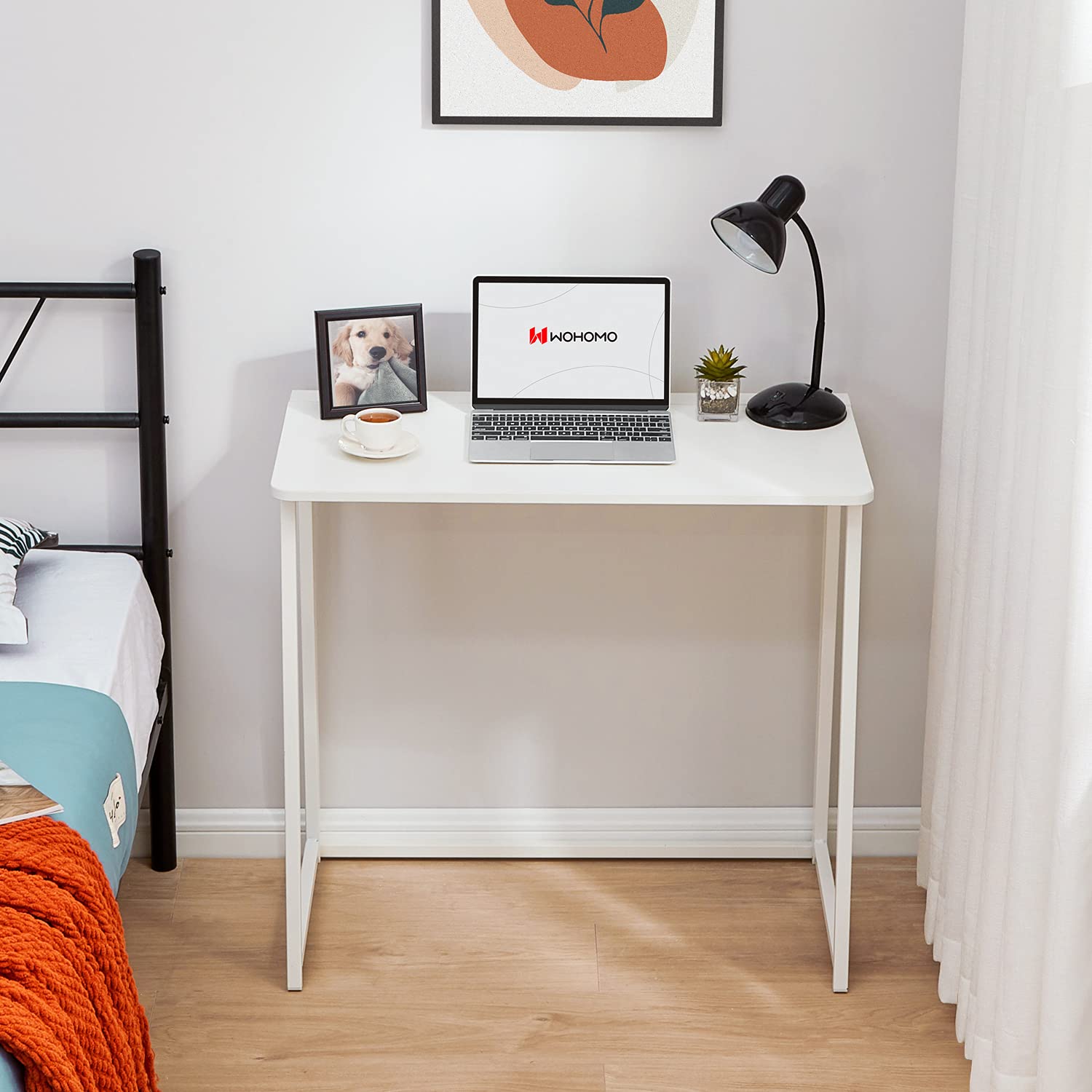 WOHOMO Small Foldable Computer Desk Writing Study Desk Easy Assembly ...
