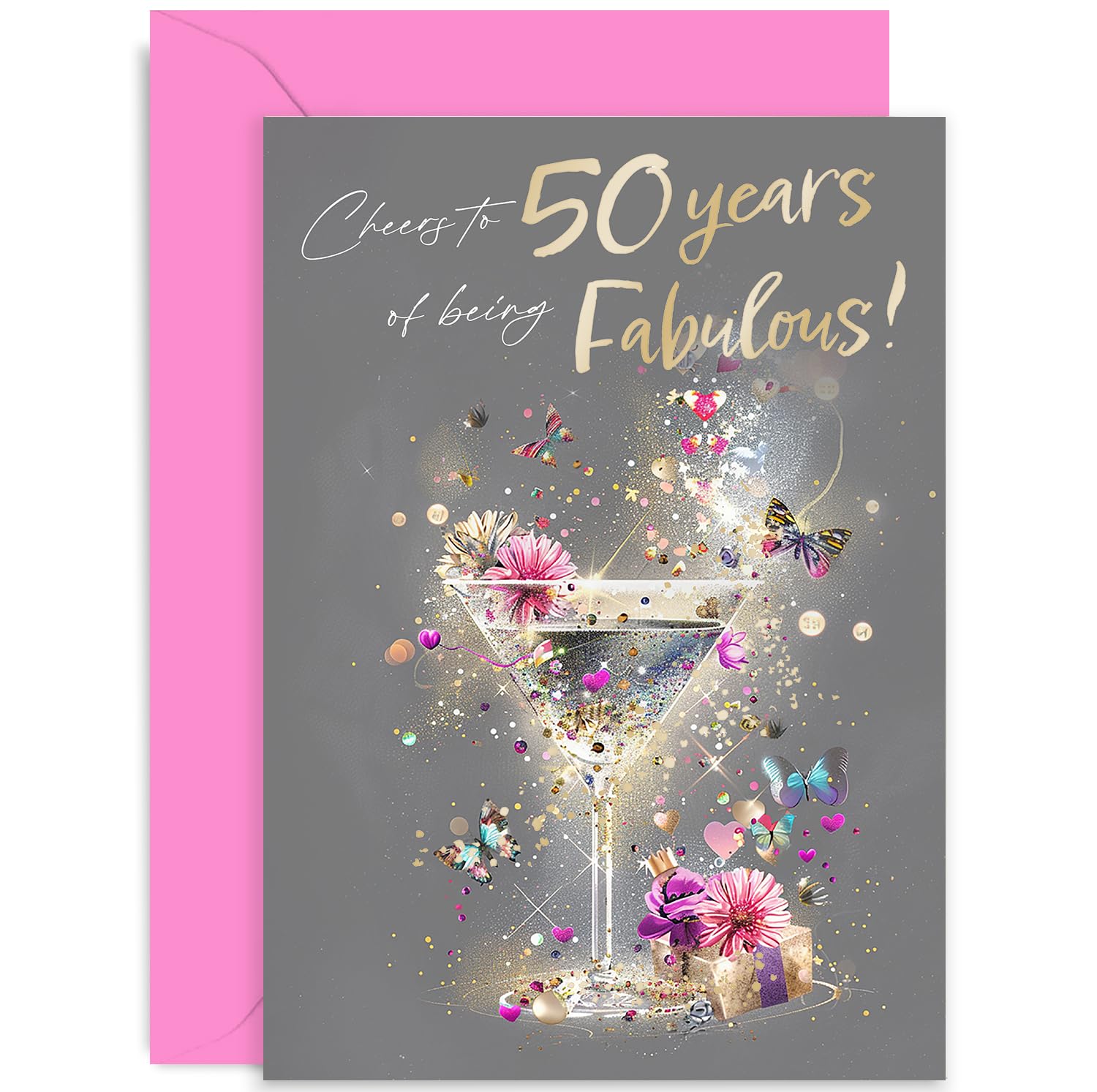 50th Birthday Card for Women - Stylish Age 50 Milestone Female Birthday ...