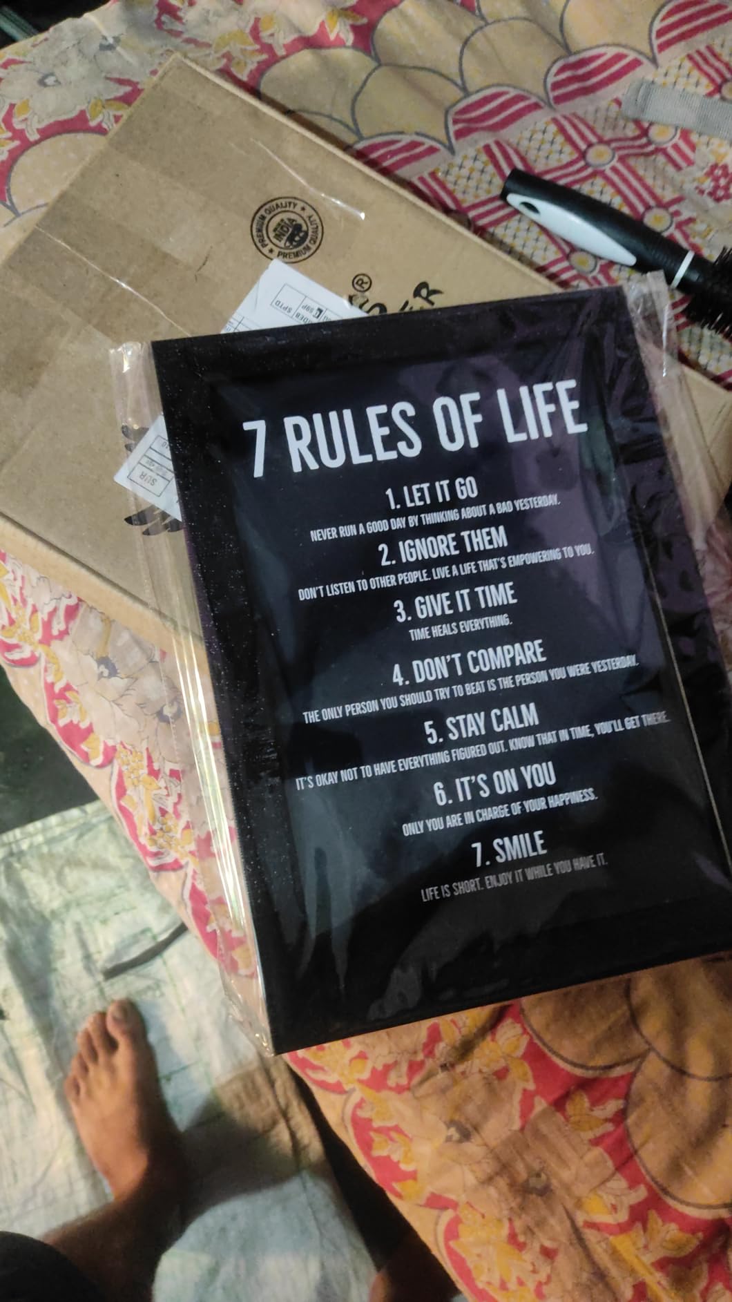 Interio Crafts 7 Rule of Life Motivational Wall Frame Poster, Synthetic ...