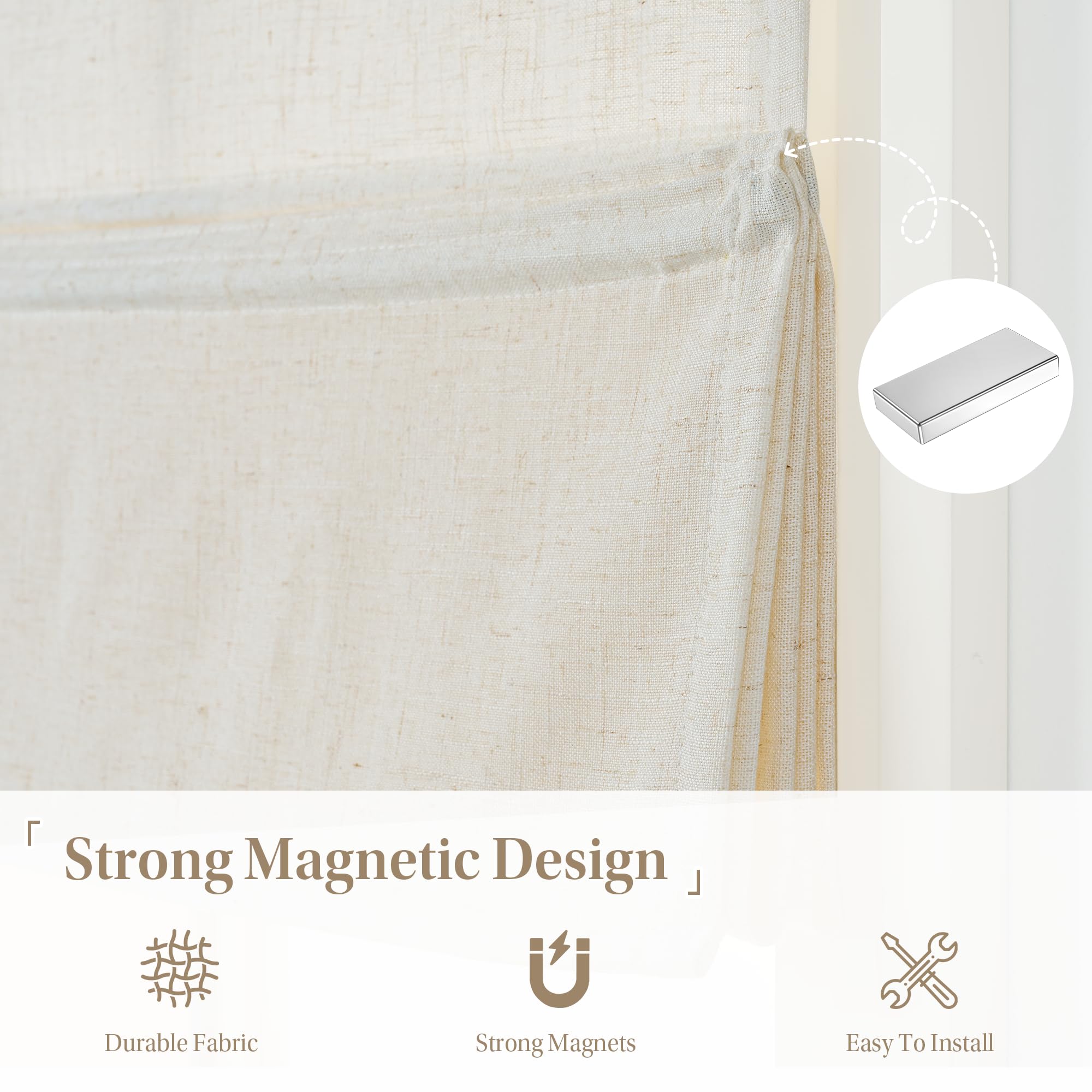 Snapklik.com : Cordless Roman Shades For Doors, Magnetic Natural Linen ...