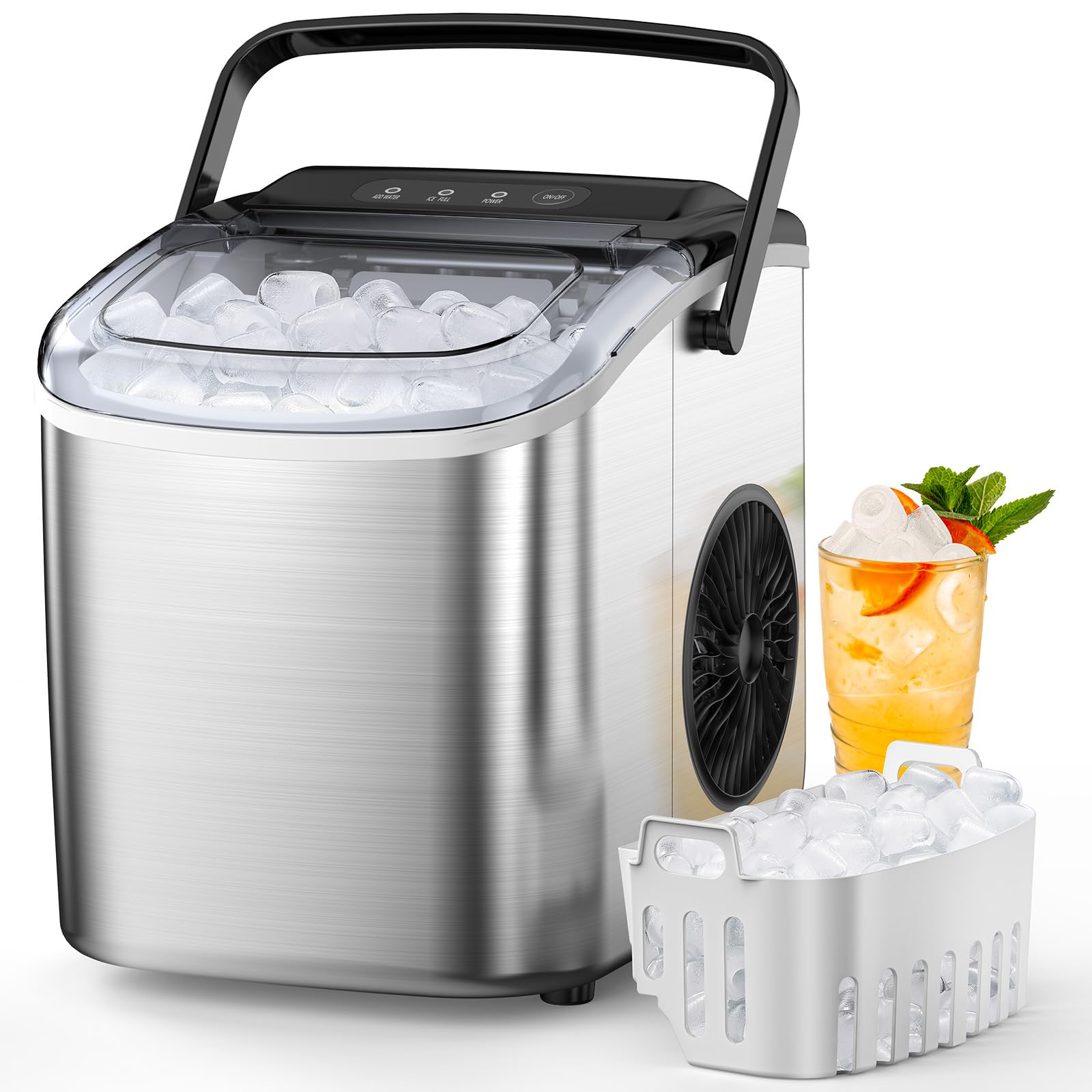 Amazon.com: Electactic Stainless Steel Countertop Ice Maker, 26.5Lbs ...
