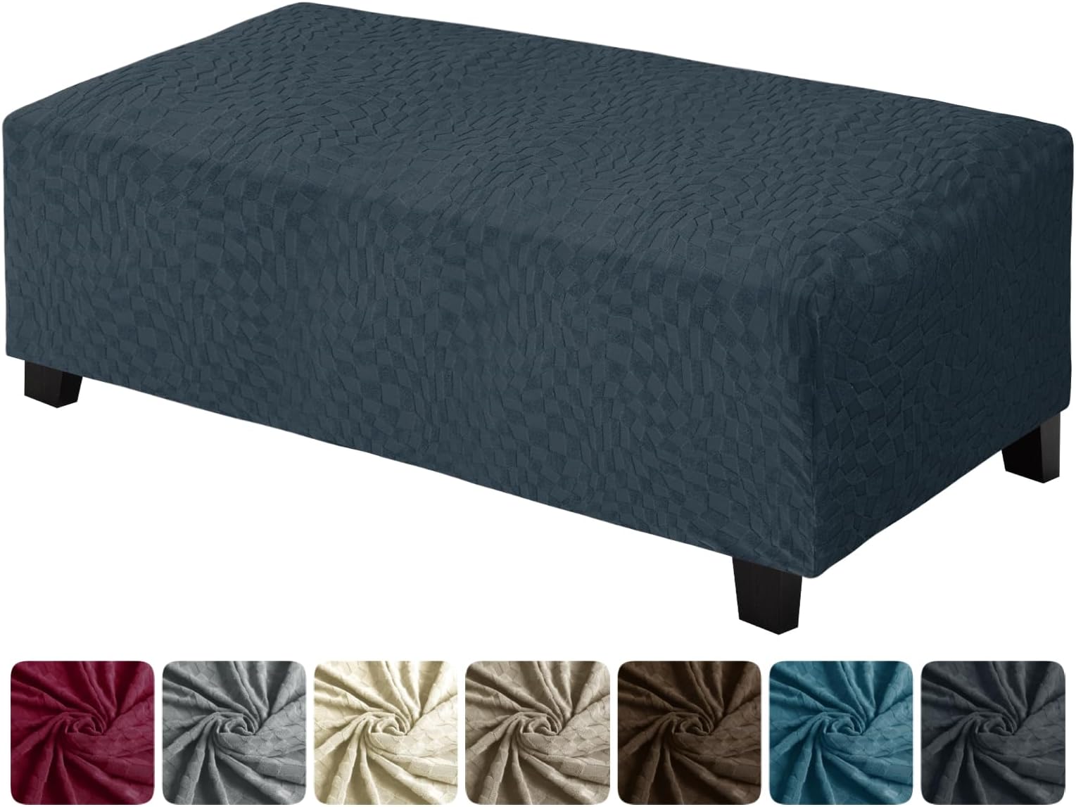 Amazon.com: PureFit Super Stretch Soft Form Fit Ottoman Cover Rectangle ...
