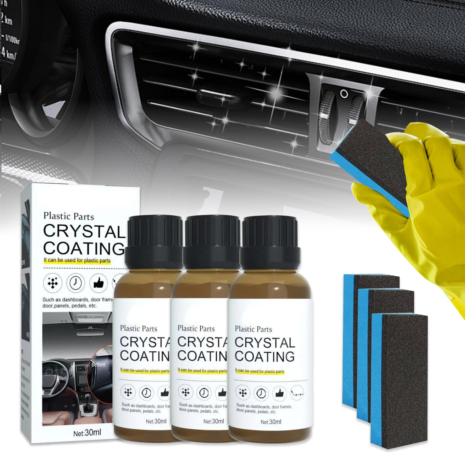Crystal Coating for Car Plastic Parts, 3pcs Plastic Parts Refurbish ...