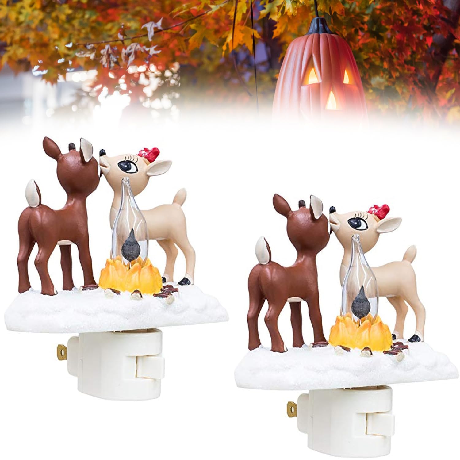 2024 Christmas Reindeer Campfire Nightlight: Reindeer Night Light Plug ...