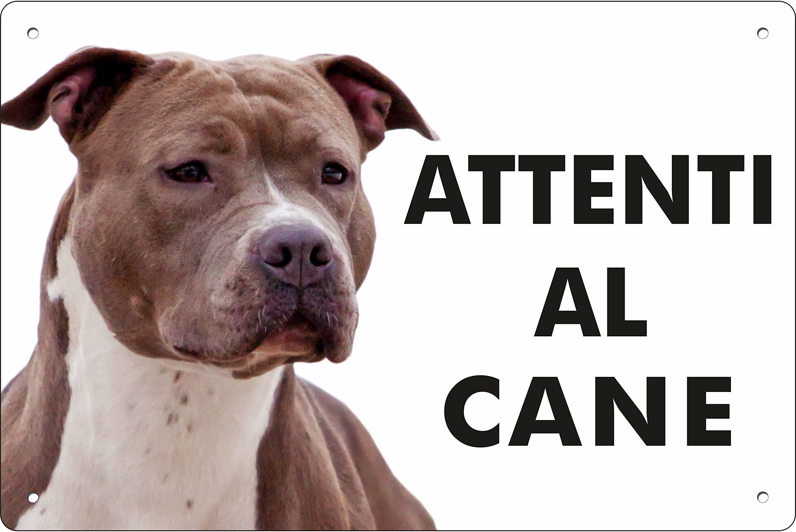 Cartello, Targa"ATTENTI AL CANE" da Cancello PITT BULL Cm 30 x 21,5 ...