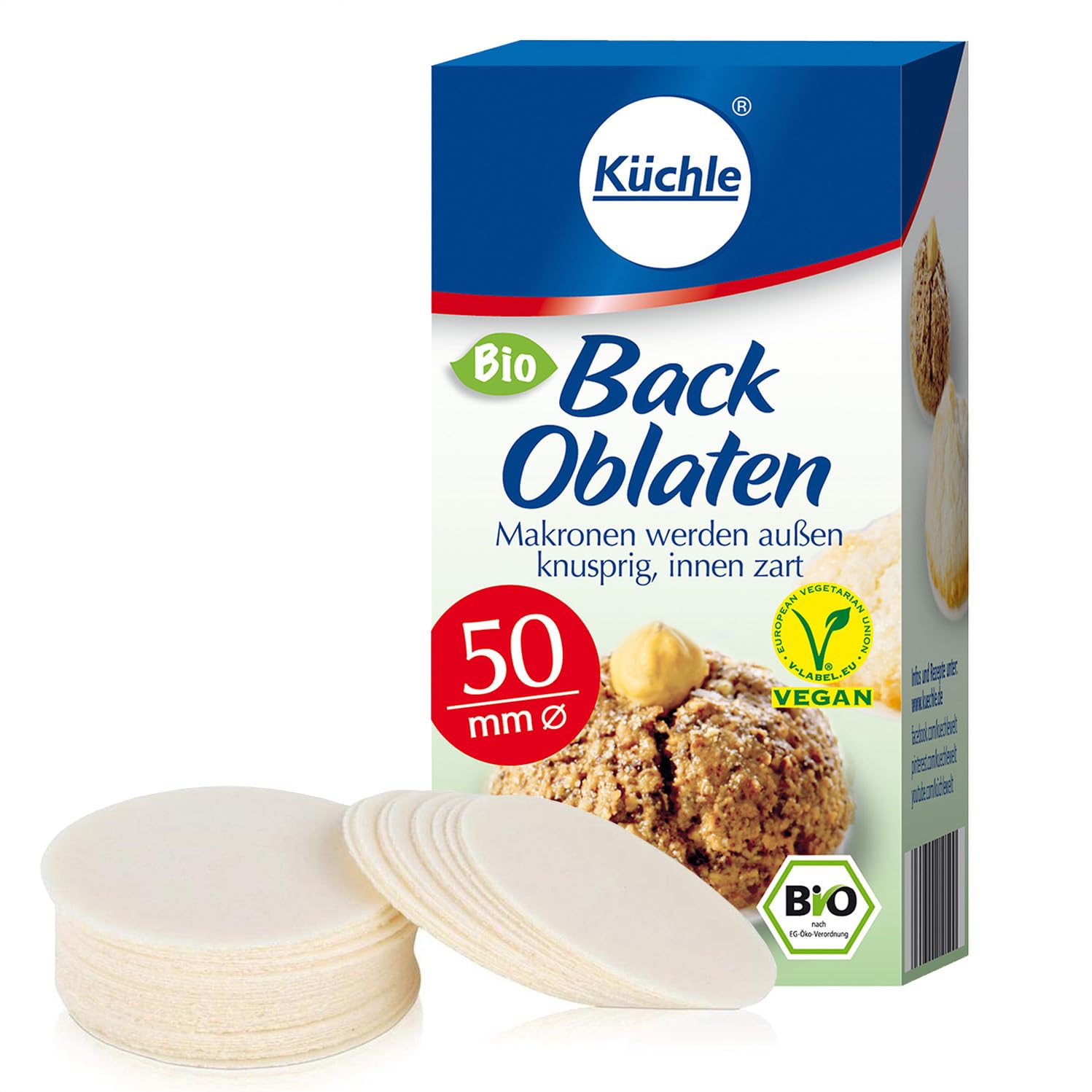 Küchle runde Back Oblaten Bio Vegan 50mm 37g im 1er Pack Esspapier zum ...