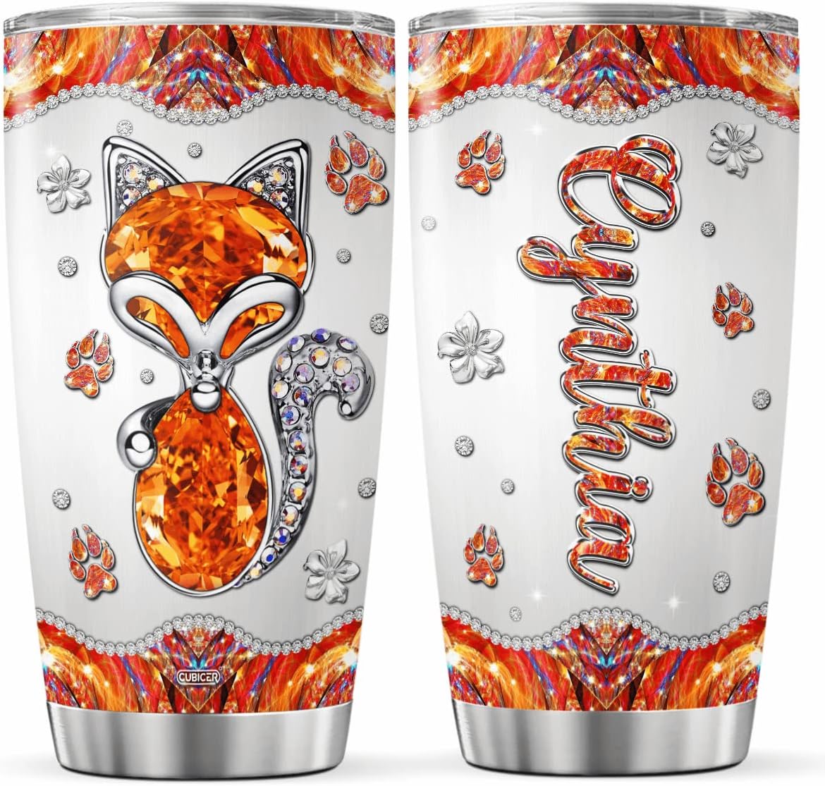 Amazon.com | CUBICER Personalized Coffee Tumblers Custom Name Fox Tea ...