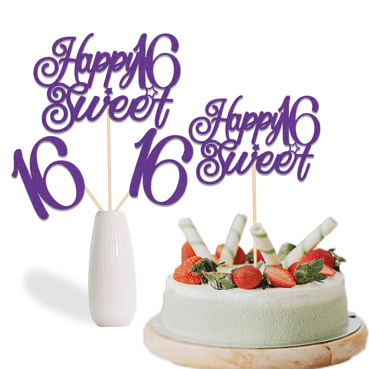 Amazon.com: 12Pcs Happy Sweet 16 Centerpiece Sticks, 16th Birthday ...