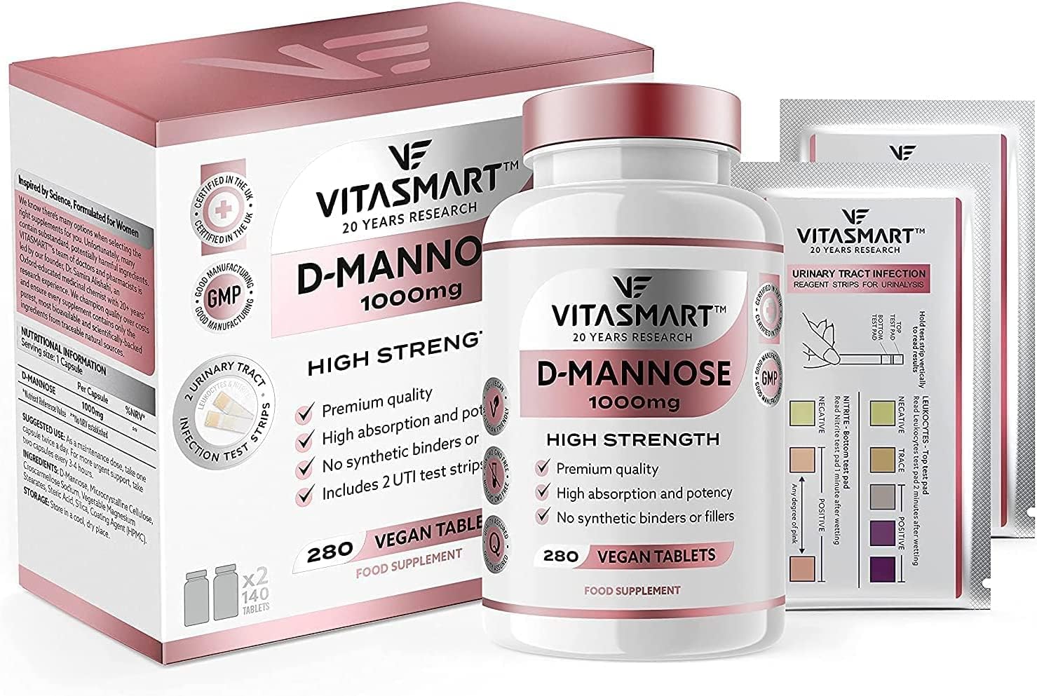 D-Mannose for UTI & Cystitis - 280 x 1000mg Clinical Strength D-Mannose ...