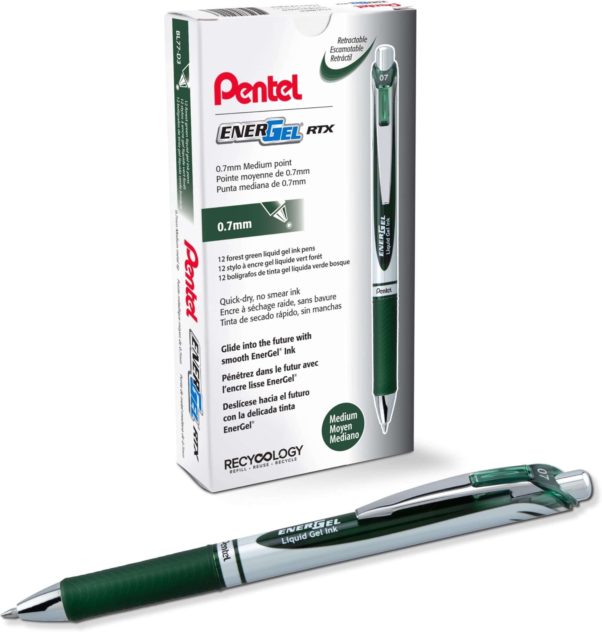 Amazon.com: Pentel EnerGel XM BL77 - Retractable Liquid Gel Ink Pen - 0 ...