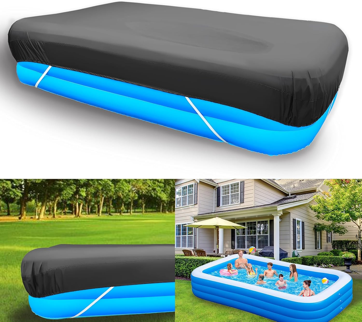 Amazon.com : 120x72 inch Inflatable Rectangle Pool Cover 10 X 6 ft ...