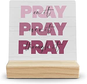 Amazon.com: FUGWN Pink Christian Desk Decor, Prayer Room Decor Wood ...