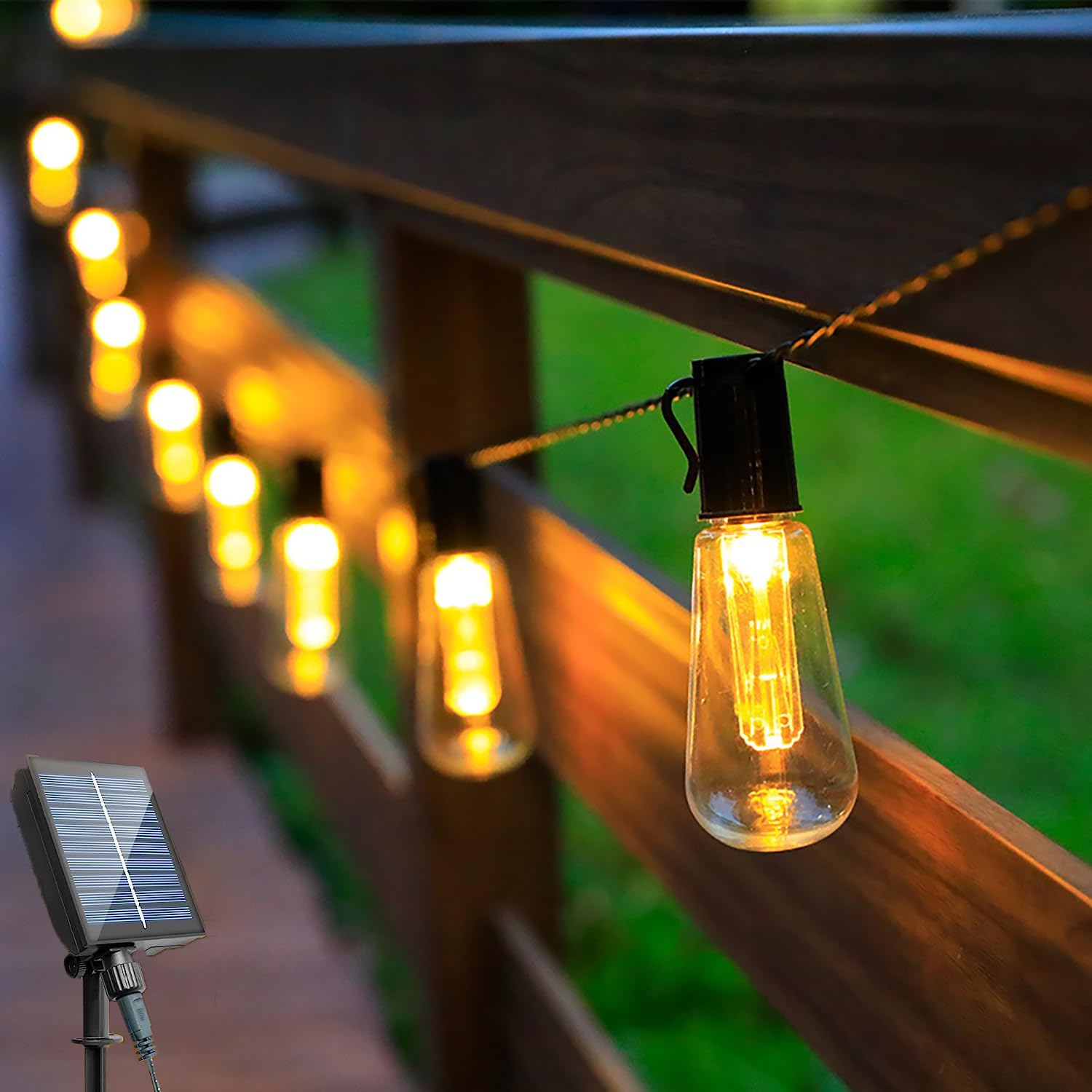 SUAVER Solar Bulb String Light, Solar Festoon Lights Outdoor LED ...