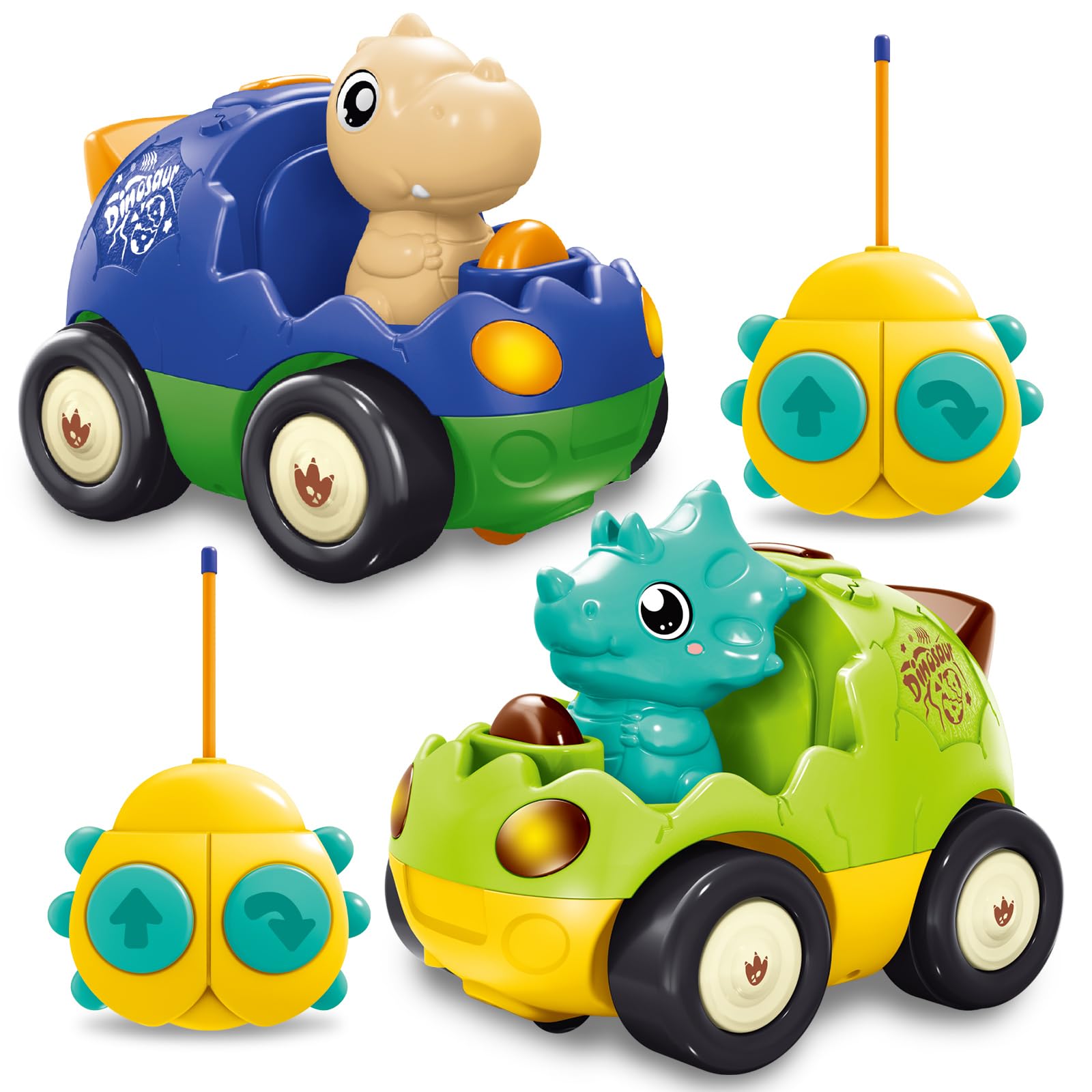 2 Pack Dino Remote Control Car, Toddler Remote Control Car Ages 3-5 ...