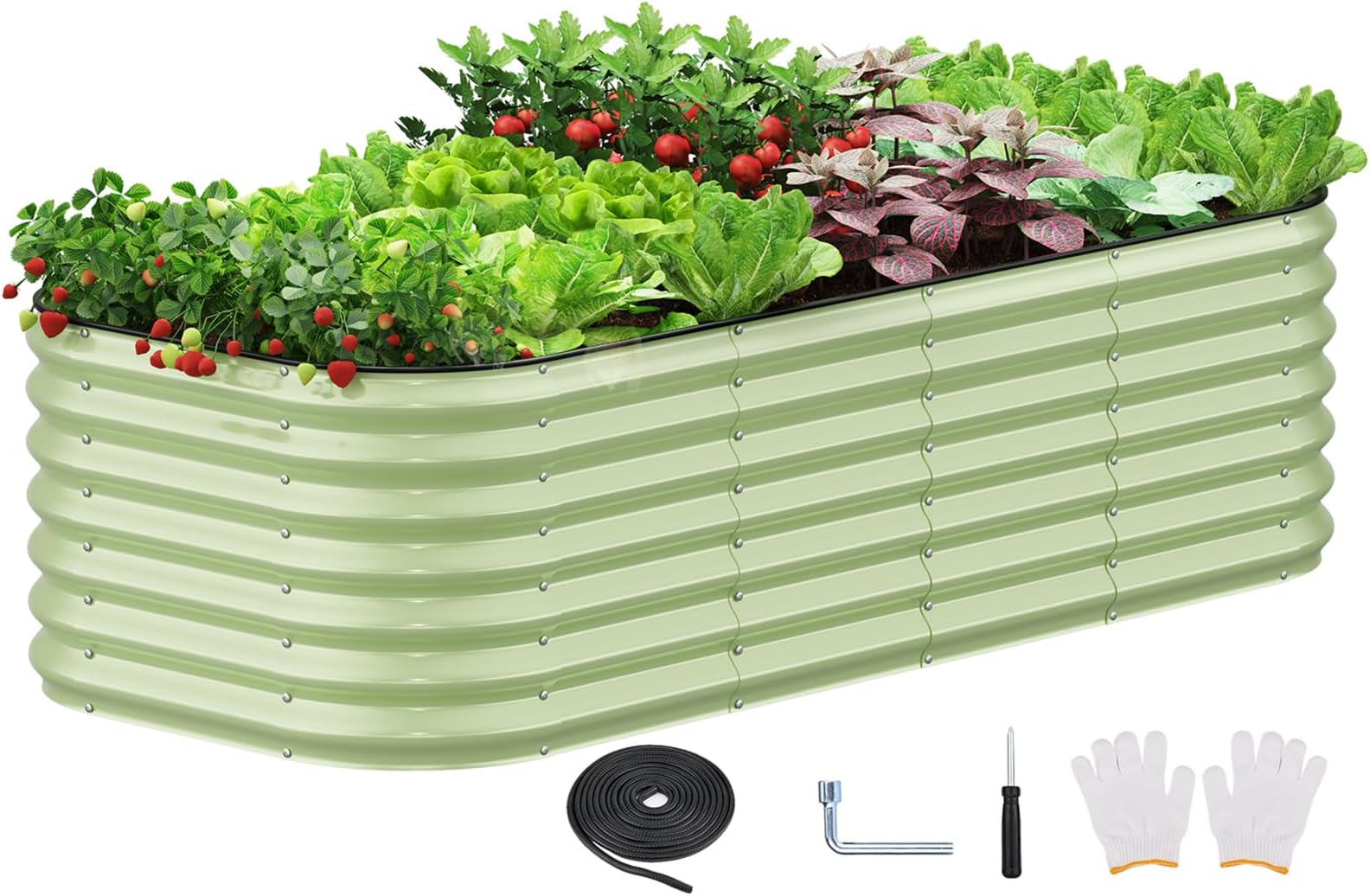 Amazon.com: Tramull 8 Pack 8x3x2FT Galvanized Raised Garden Bed Kit ...