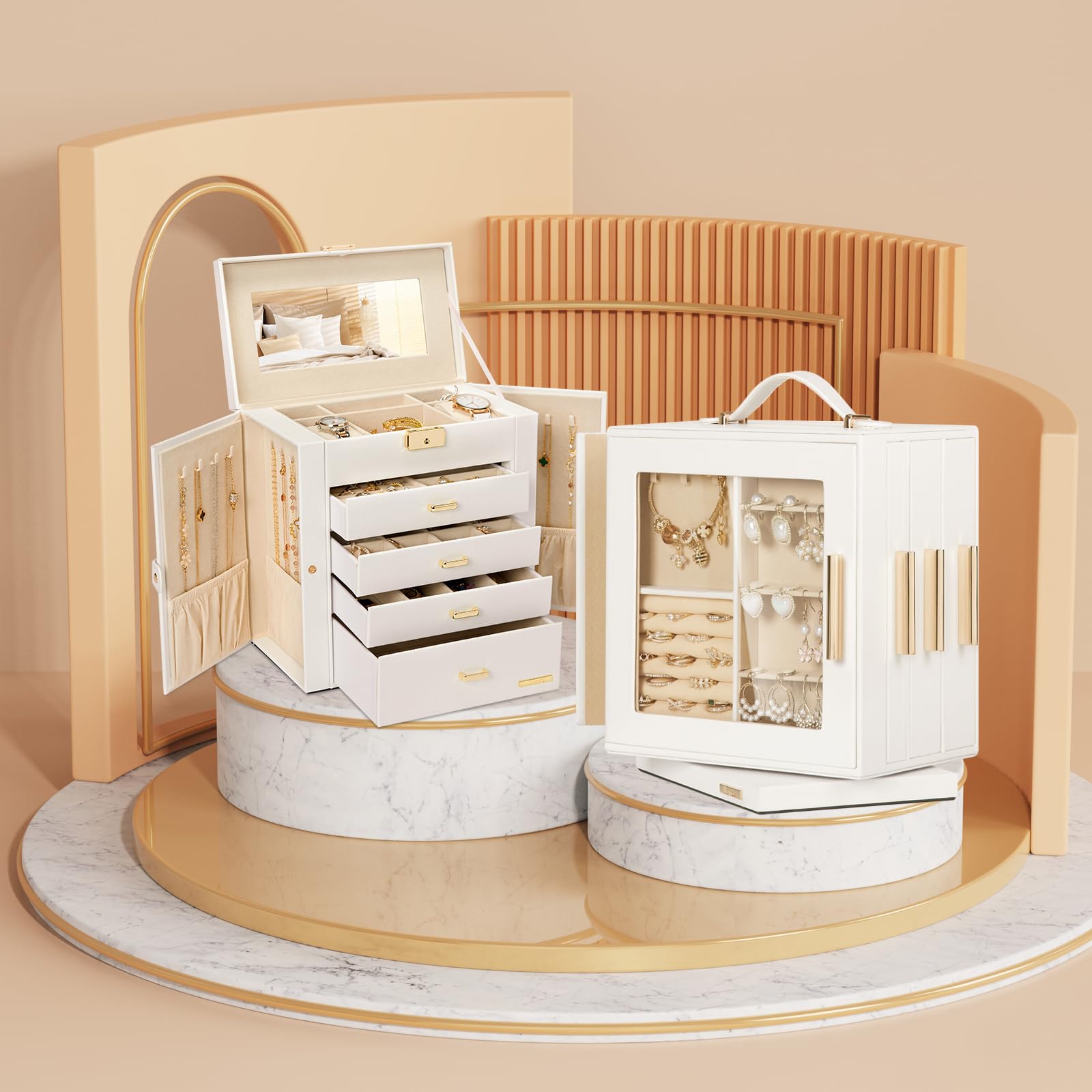 Amazon.com: Homde White Jewelry Box Bundle: 5-Layer Jewelry Box ...