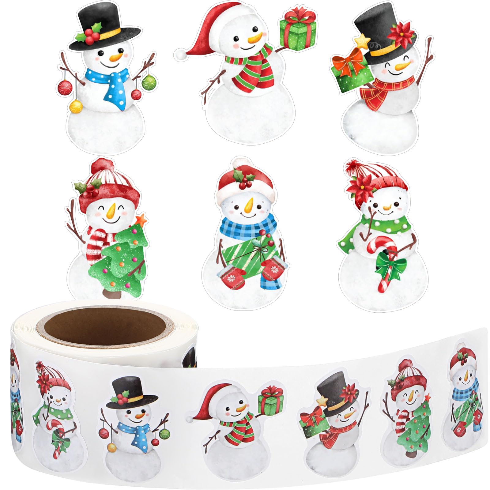 Amazon.com : Pasimy 300 Pcs Snowman Stickers Roll Christmas Envelope ...