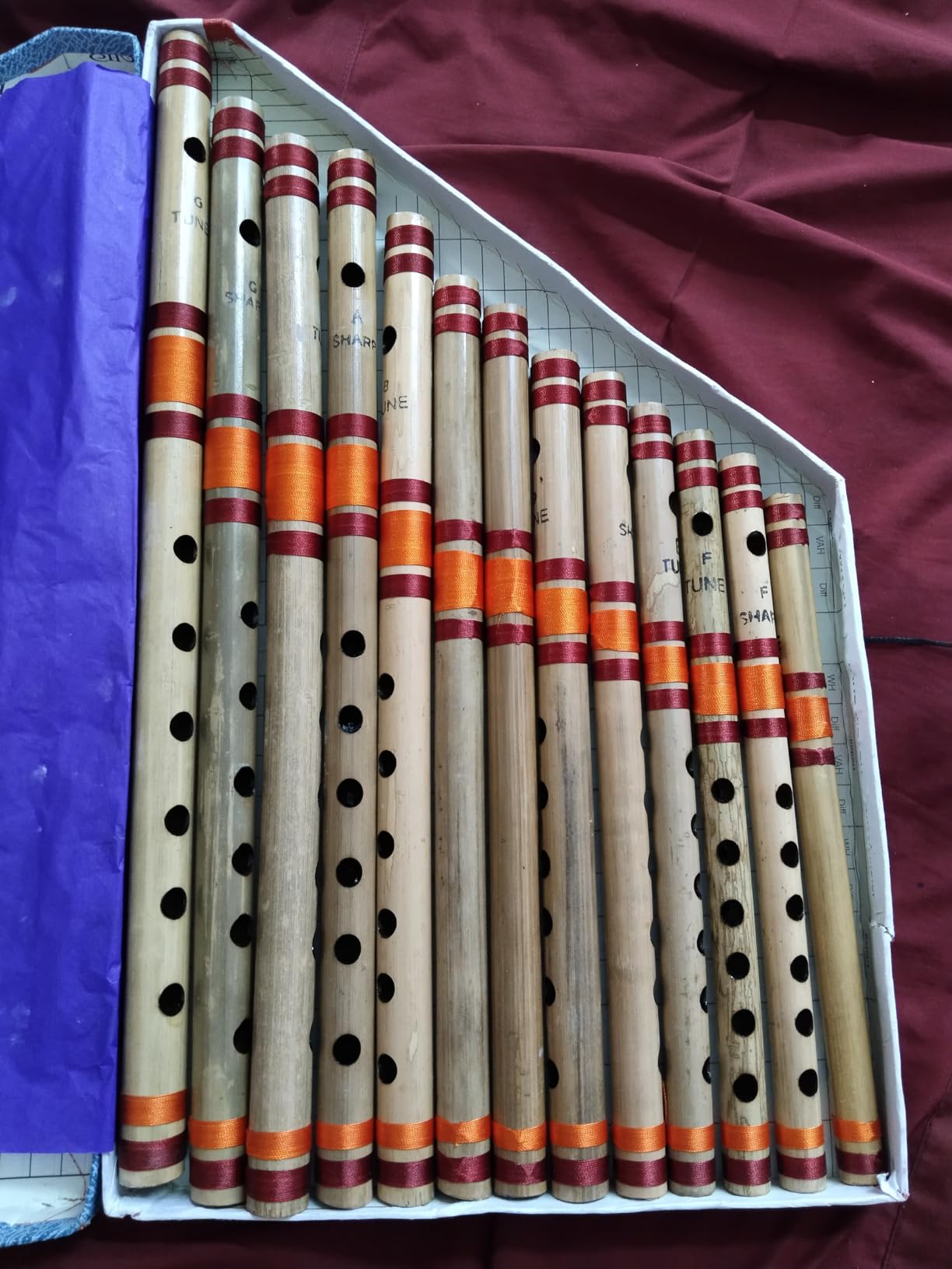 sai Musical Super Band Bansuri Transverse Bamboo Flute Set of 13 Tonic ...