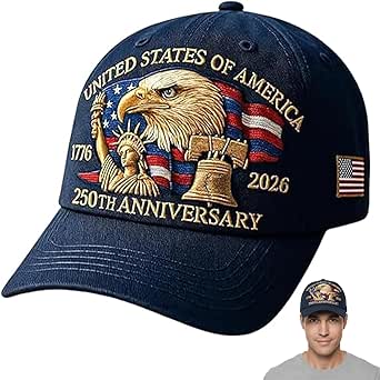 Amazon.com: United States 250th Anniversary Hat – Adjustable Patriotic ...