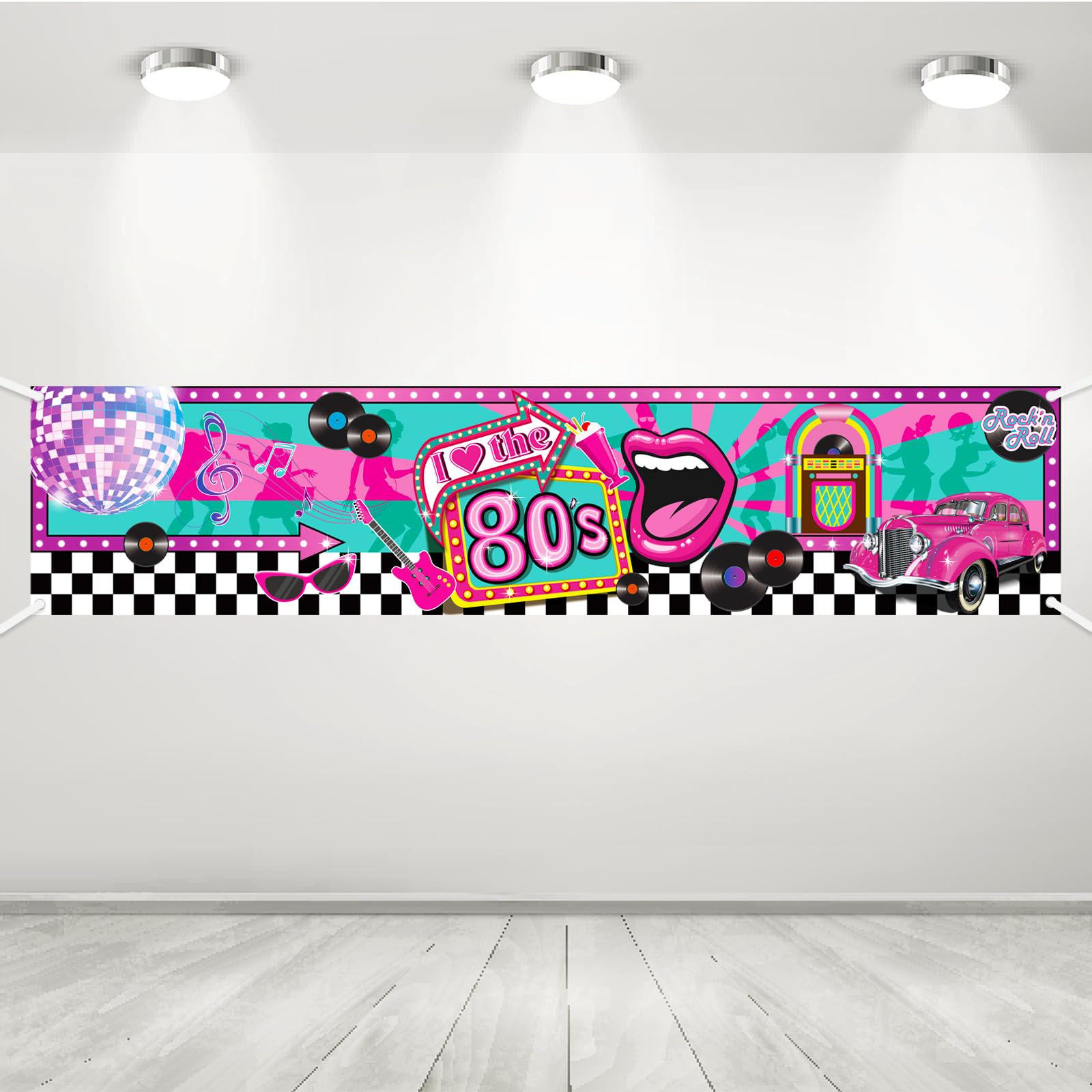 Retro 80s Theme Party Backdrop Banner Hip Hop I Love 80s Party Banner ...