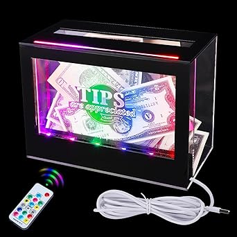 Amazon.com: Light Up Tip Jar for Money - Acrylic Donation Ballot Box ...