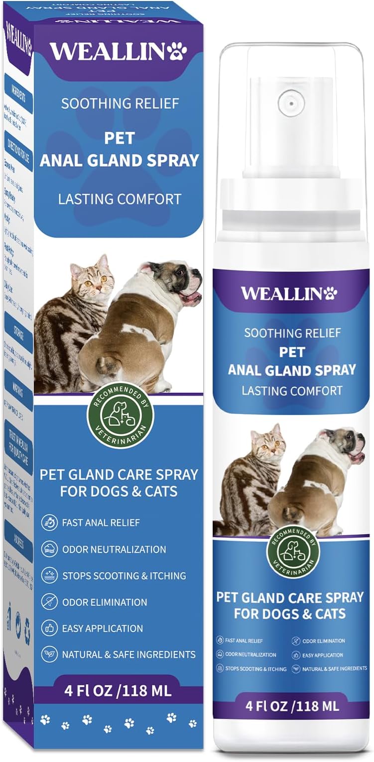 WEALLIN Anal Gland Spray for Dogs Cats - Fast Anal Gland Relief Stops ...