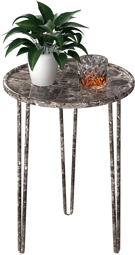 Amazon.com: Palama Faux Marble Side Table, Side Table Marble, Grey ...